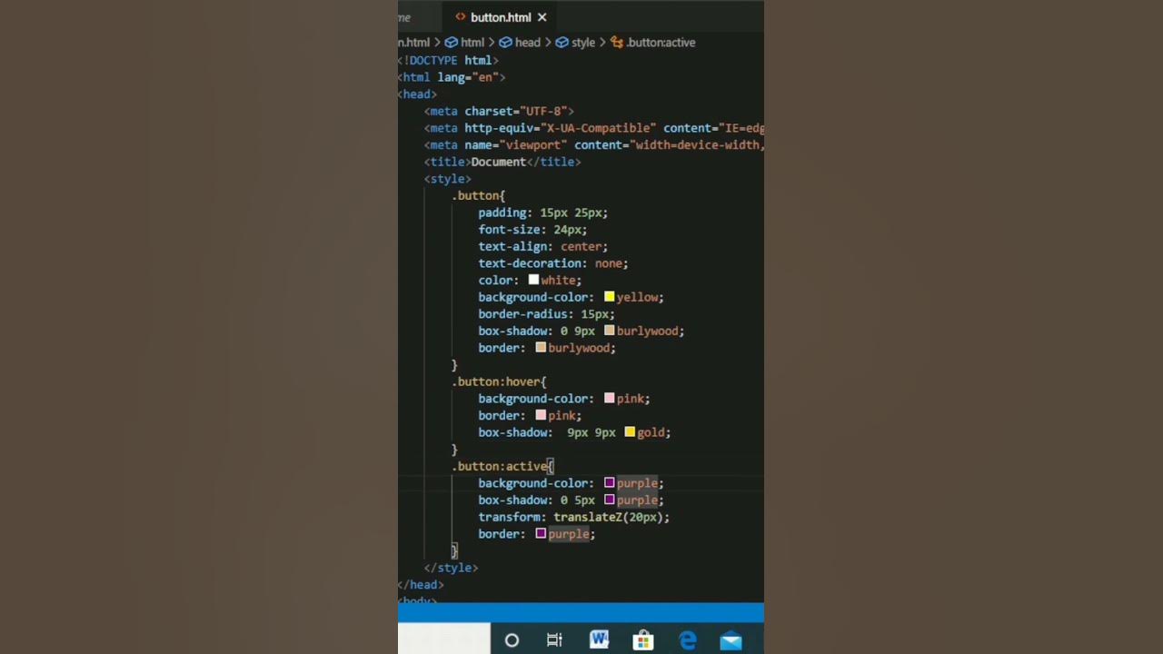 Css Hover And Active Effect On A Button Html5 Coding Css Csseffect Shorts Trending