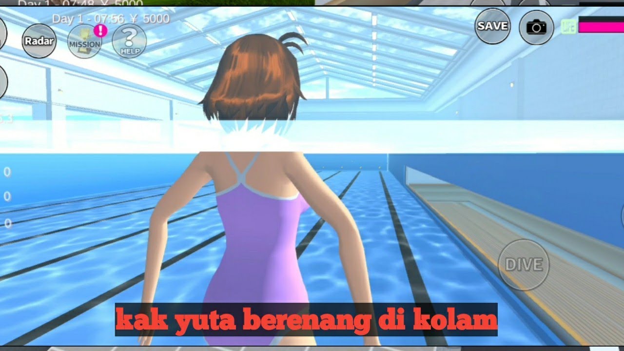 kak yuta belajar berenang di kolam (sakura school simulator game) - YouTube