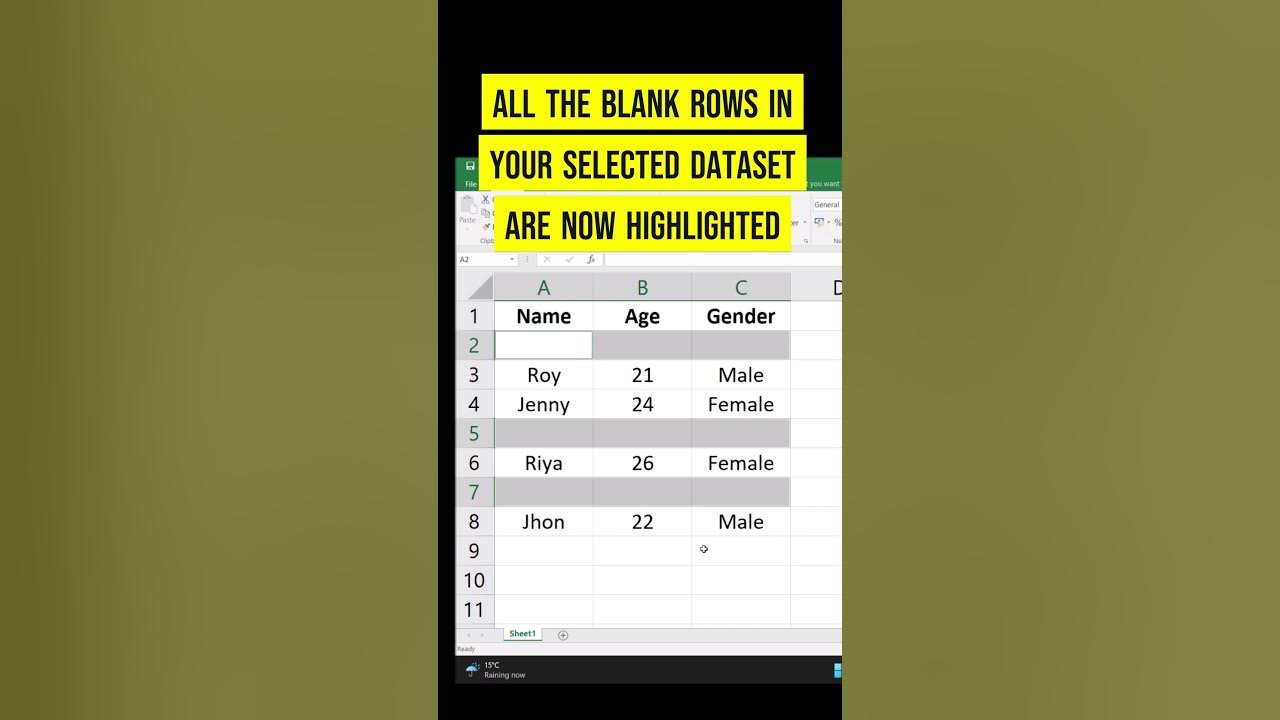 Automatically Delete All Empty Rows in Excel - YouTube