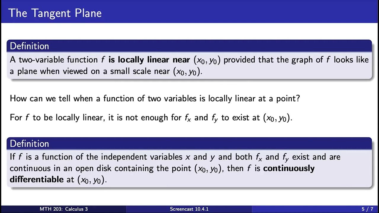 Screencast 10 4 1 Introduction To Linearization Tangent Planes And