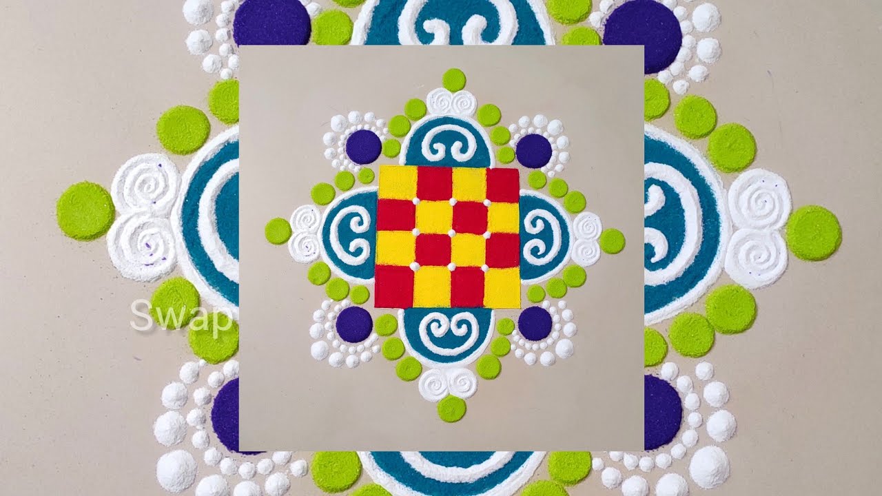 Simple Square Shape Rangoli Design | Attractive and easy to draw ...
