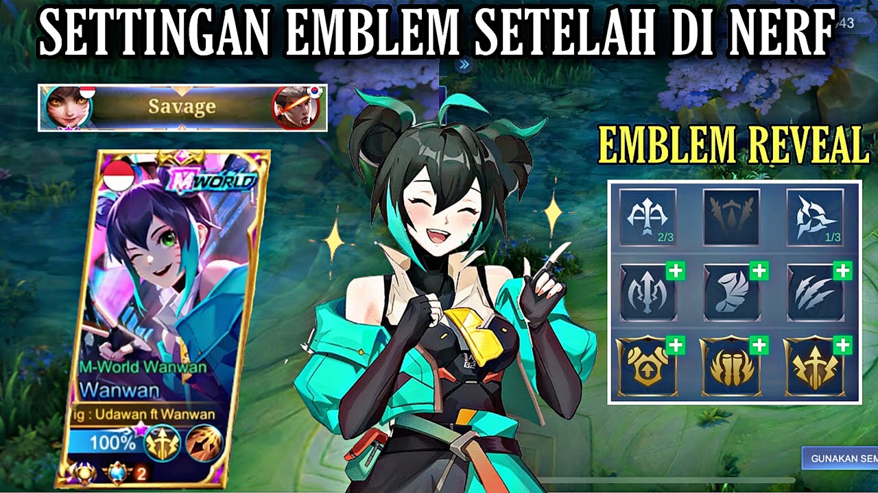 SETTINGAN EMBLEM WANWAN PATCH TERBARU SETELAH DI NERF! DIJAMIN AUTO ...