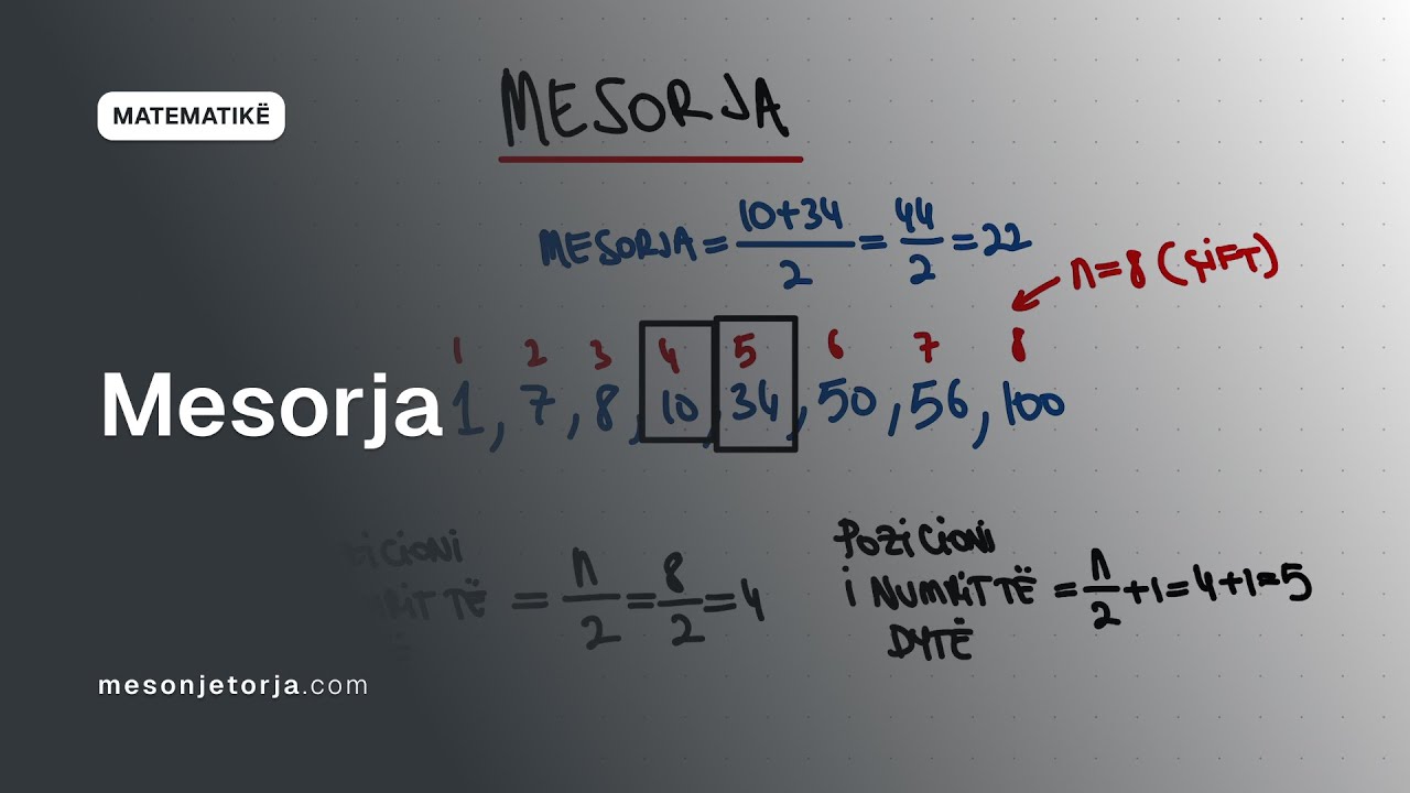 Mesorja | Përpunimi i të Dhënave | Matematikë - YouTube