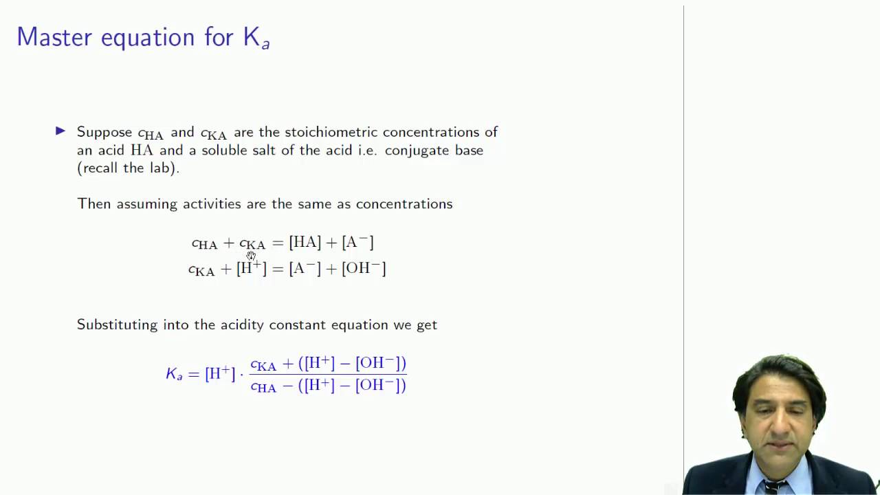 CHEM3006 - 5 - Master equation for Ka in HA/KA system - YouTube