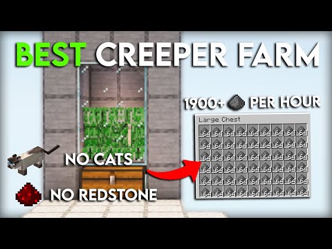 BEST Minecraft Creeper Farm (No Redstone,No Cats - 1900+ Gunpowder Per ...