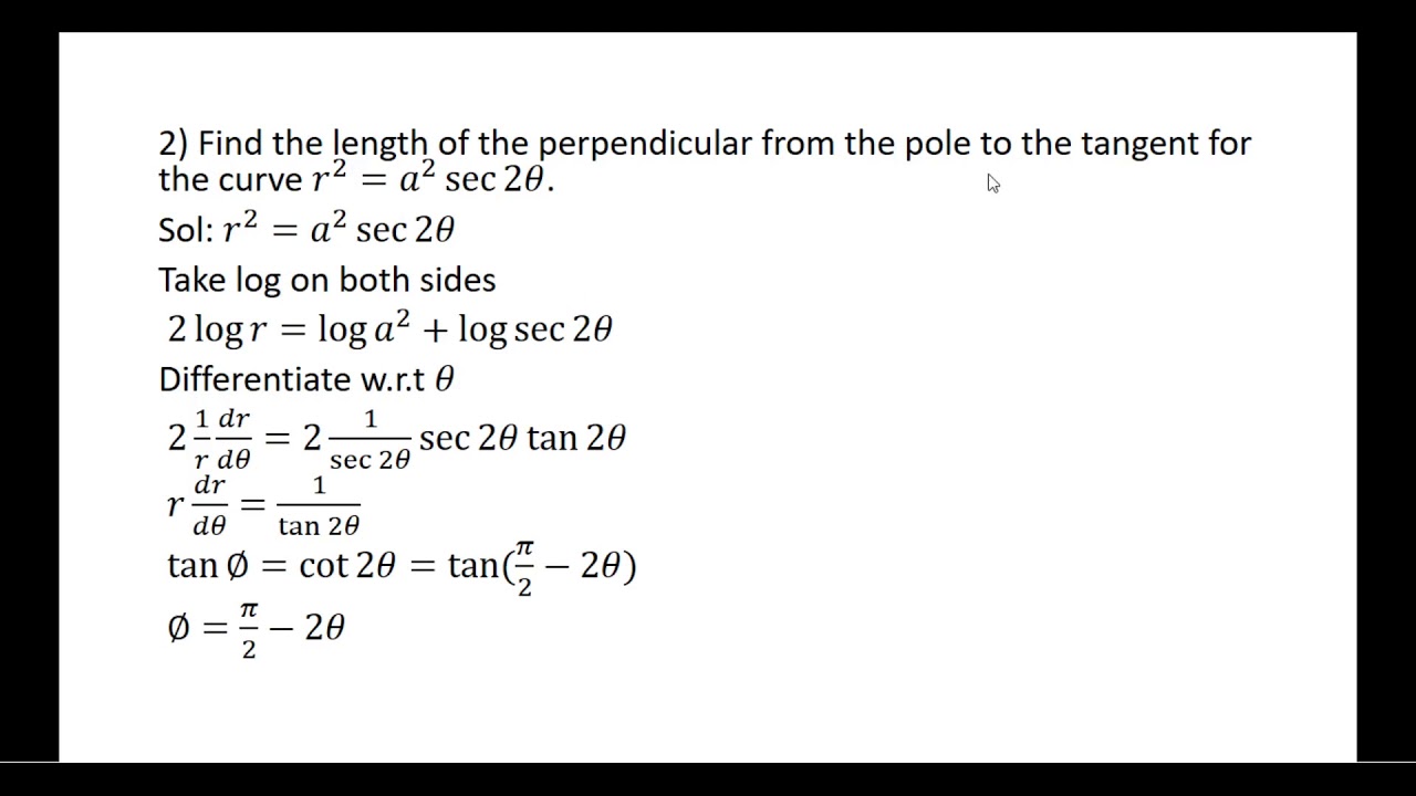 Length of the perpendicular from pole to the tangent -2 - YouTube