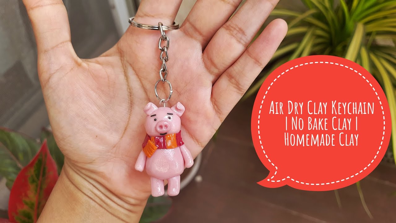How to Make an Air Dry Clay Keychain with Homemade Clay | Full Clay ...