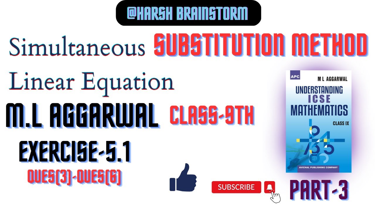 Simultaneous Linear Equation | CLASS-9th | ICSE Maths | Ex-5.1 | Ques(3 ...
