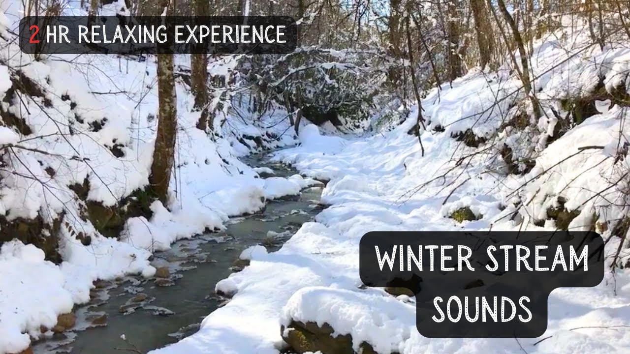 Winter Stream Sounds | 2 Hours | Flowing Stream | Relaxing Winter ...