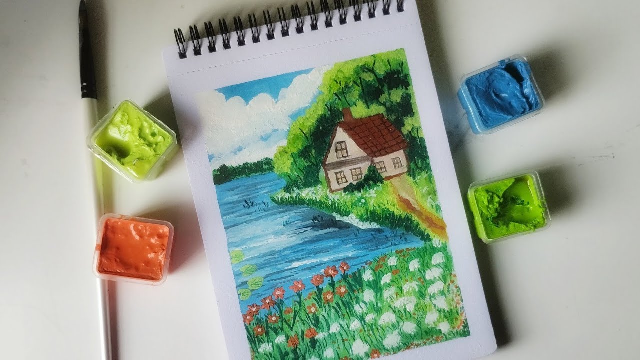 Himi Gouache paint. How to draw gouache painting easily. Easy drawing ...
