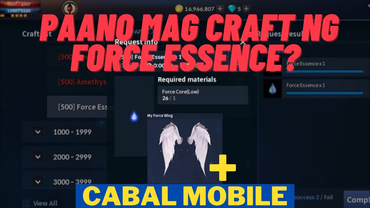 Cabal Mobile | FORCE ESSENCE Crafting | How to level up Force Wing ...