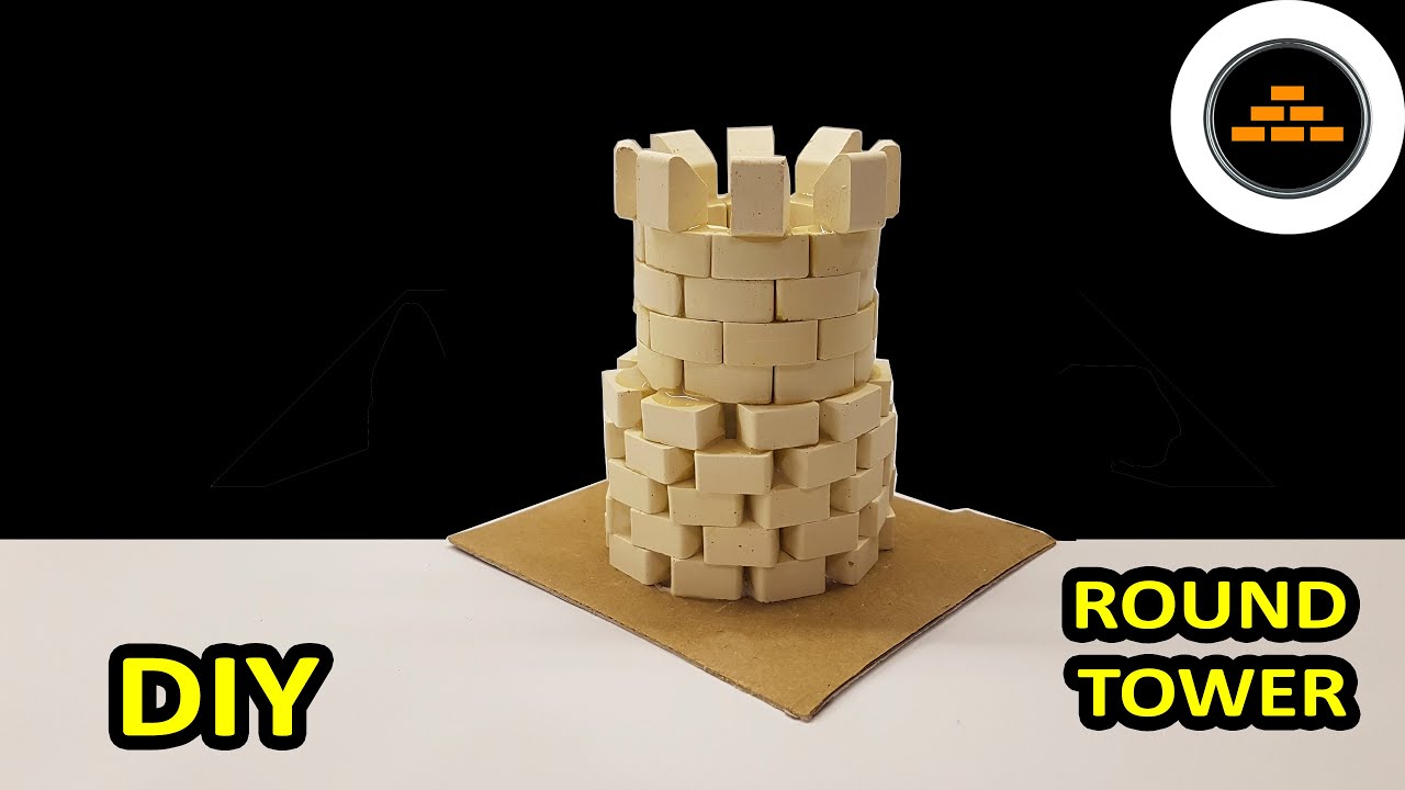 DIY how to make ROUND TOWER with MINIATURE BRICKS handmade - YouTube