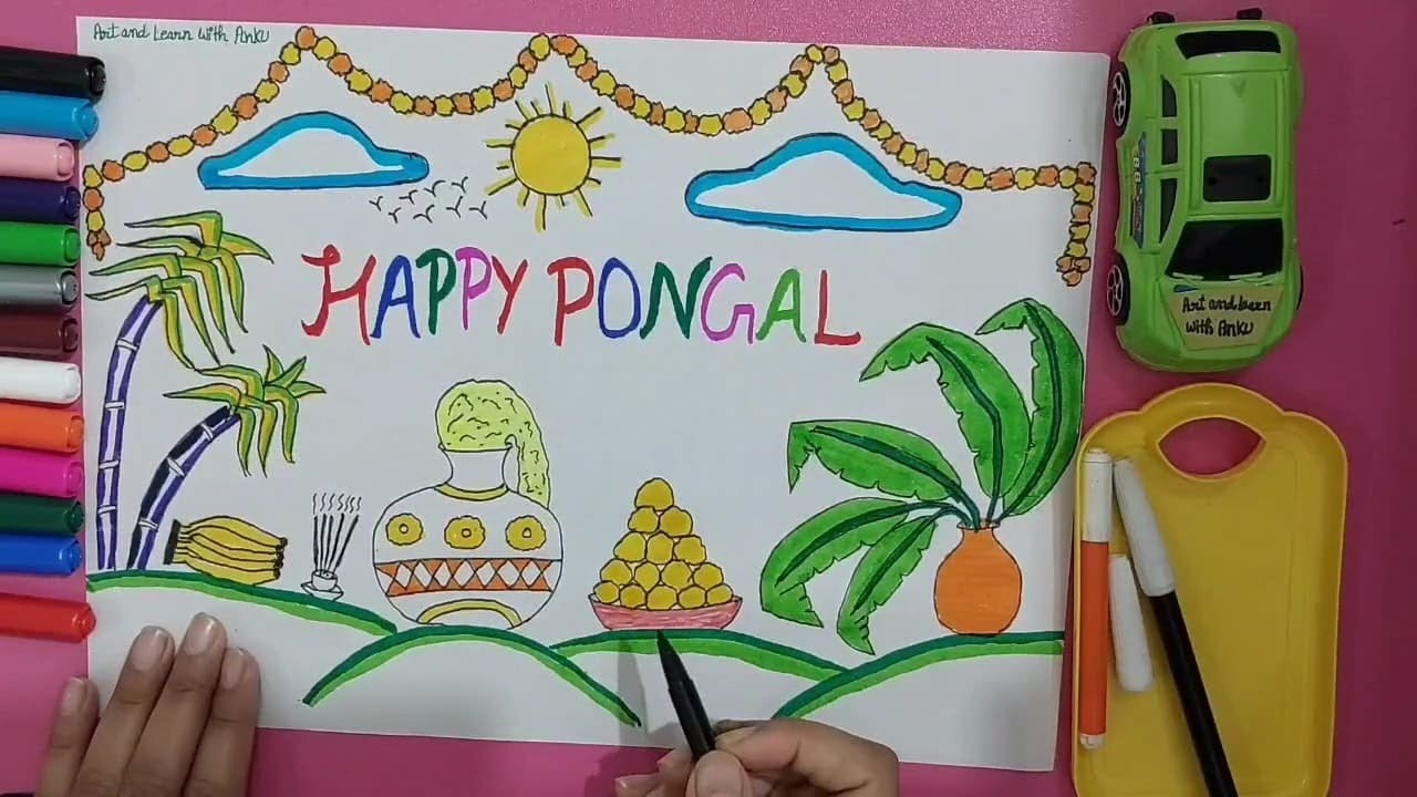 Happy Pongal drawing easy | pongal festival | how to draw pongal ...