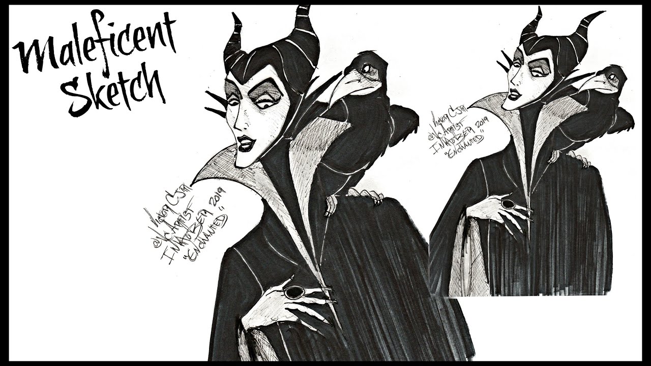 Drawing Maleficent from Sleeping Beauty | Timelapse Sketch | Dibujando ...