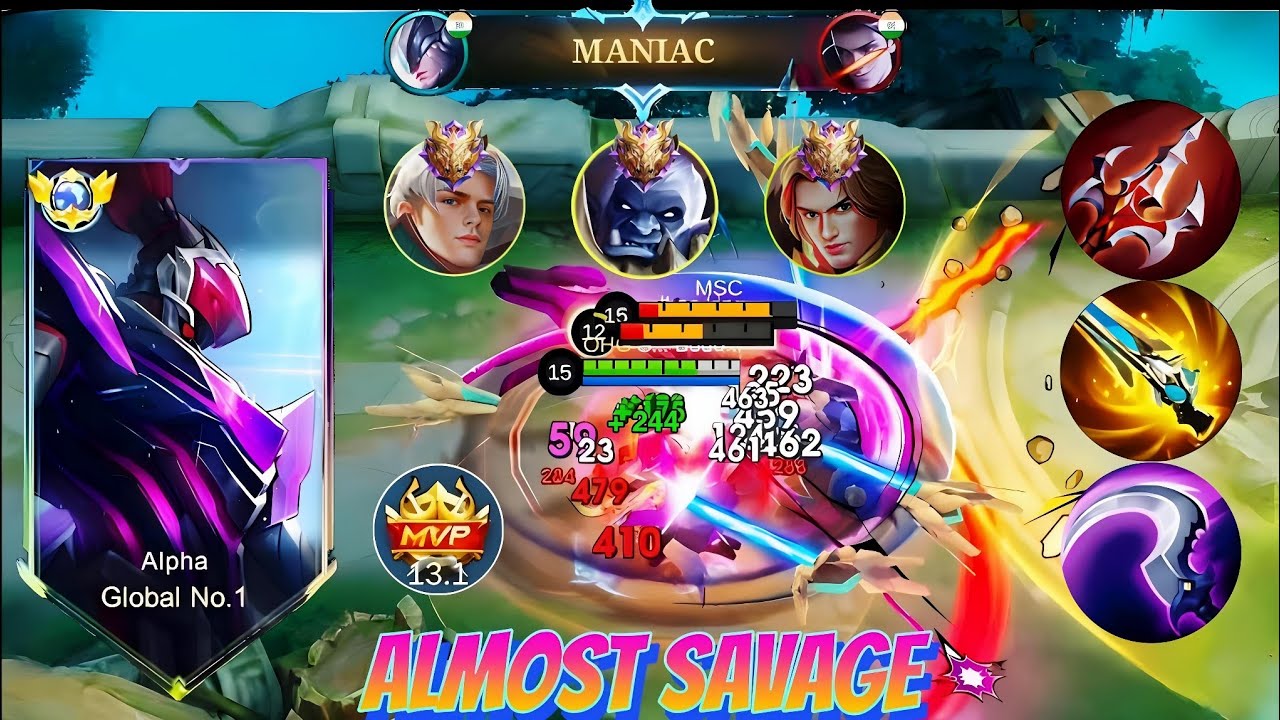 ALMOST SAVAGE ! ALPHA BEST BUILD AND EMBLEM ! ALPHA MLBB - YouTube