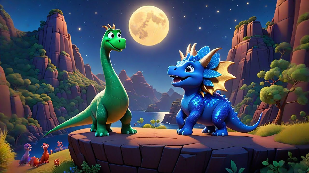 Three Dancing Dinosaurs Howl at the Moon | Dinosaur Dance Song for Kids ...