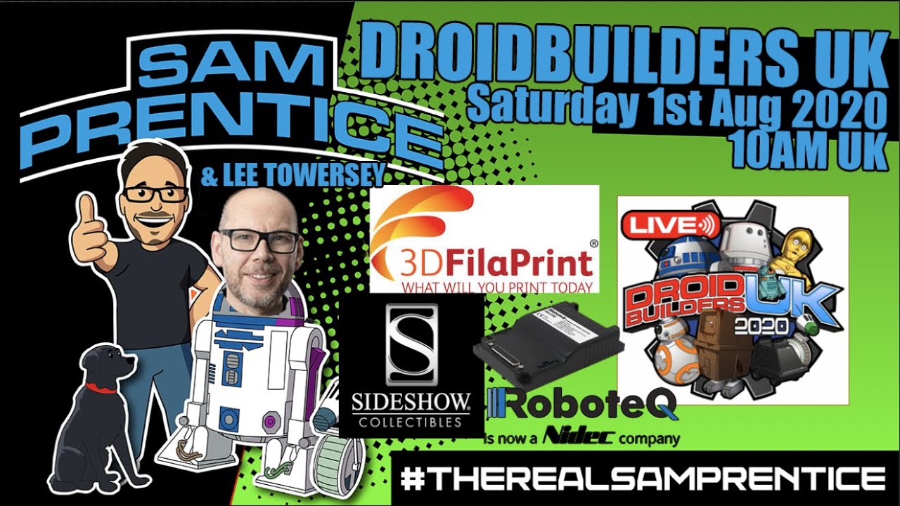 DroidBuilders UK LIVE: Roboteq Auction, 3Dfilaprint, Styrene R2D2 Auction - YouTube