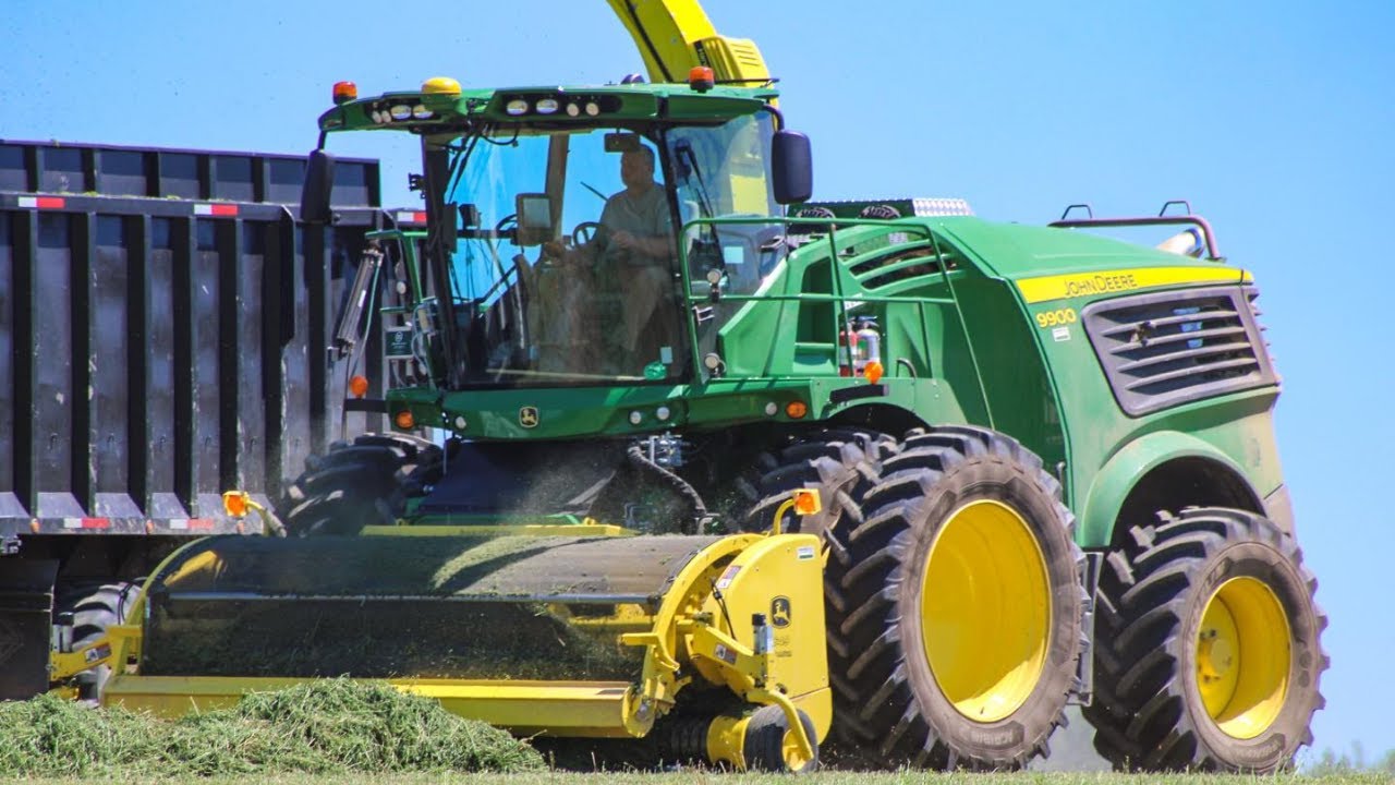956 HORSEPOWER John Deere 9900 Forage Harvester Chopping Hay - YouTube
