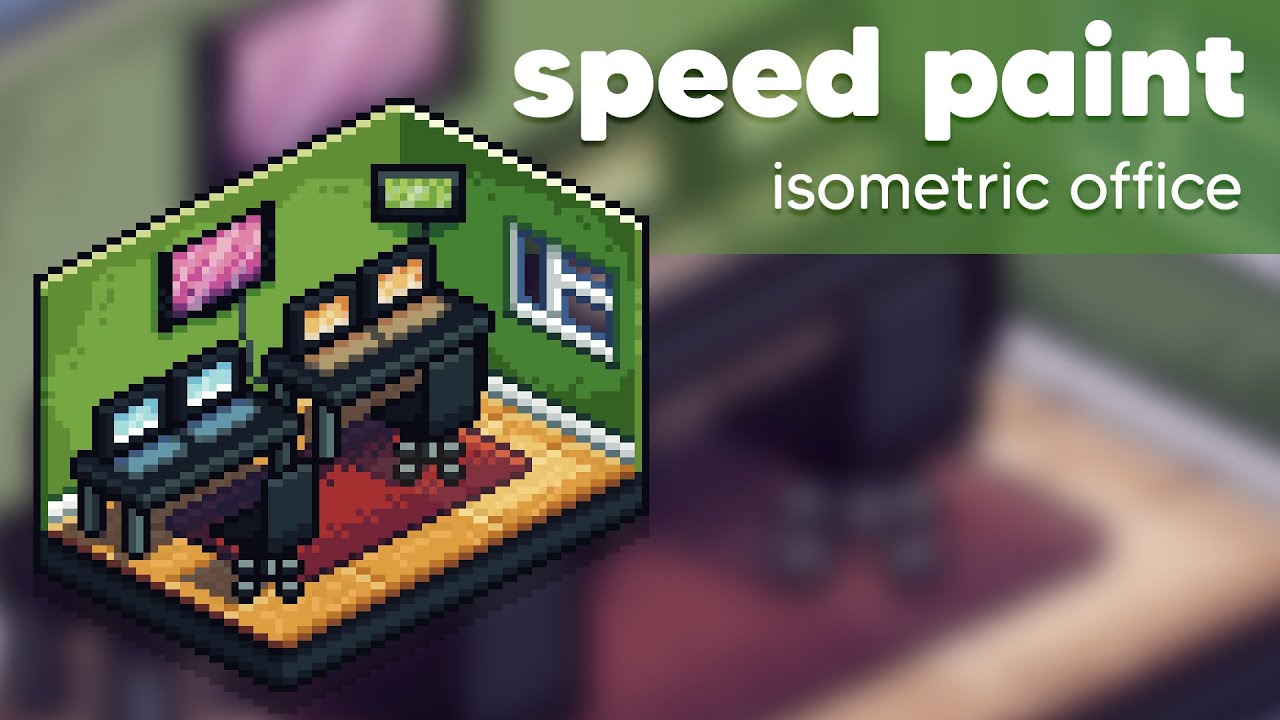 Pixel art isometric office workspace room speed paint in Aseprite - YouTube