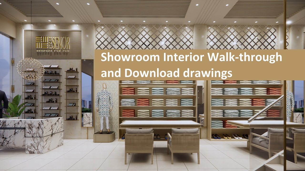 Clothing Showroom Interior Walkthrough & Design Drawings - YouTube