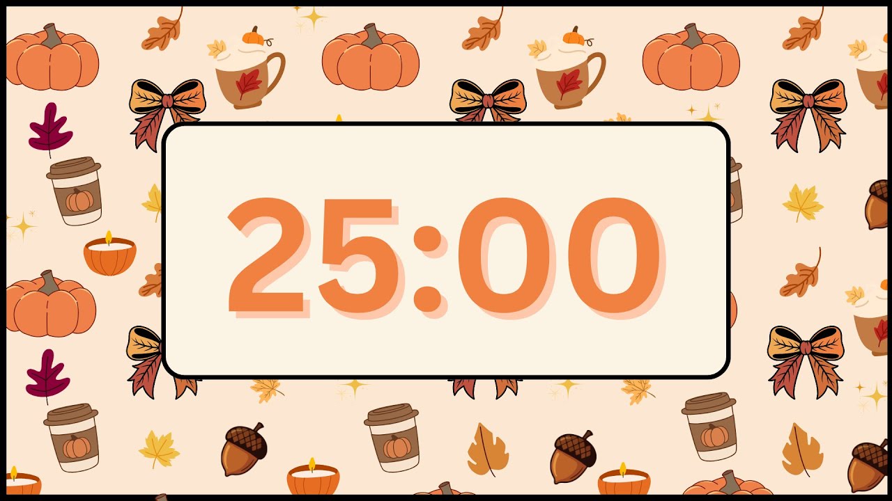 2 Hour Autumn Pomodoro Timer🍂 25/5 Study Sessions | No Music ...