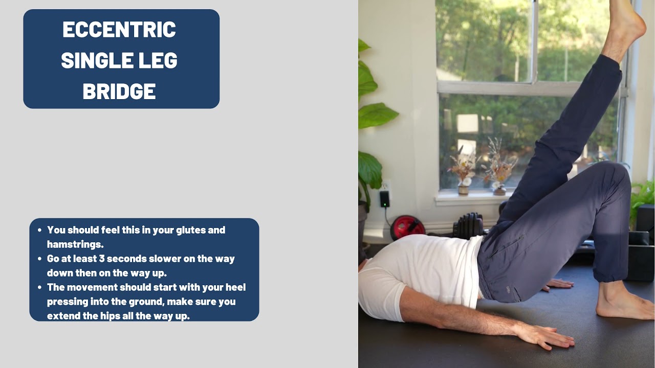 Eccentric Single Leg Bridge - YouTube