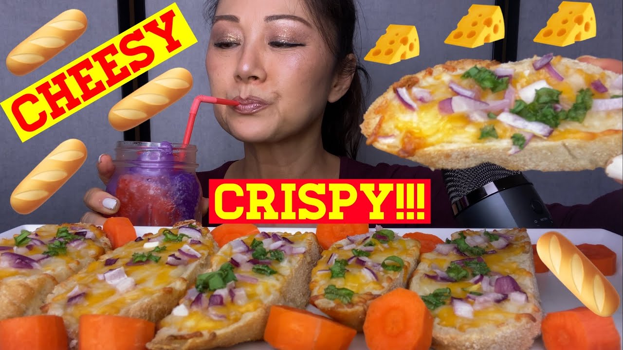 ASMR EXTREME CRISPY CHEESY BAGUETTE EATING SOUNDS #먹방 #먹는소리 BREAD AND ...