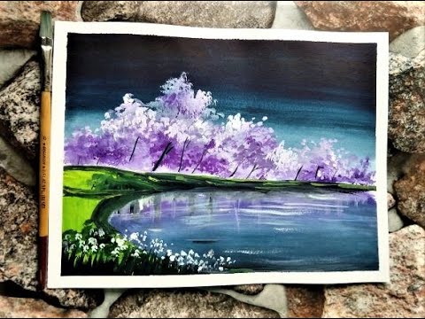 Spring Season Painting Step by Step | Acrylic Painting - YouTube