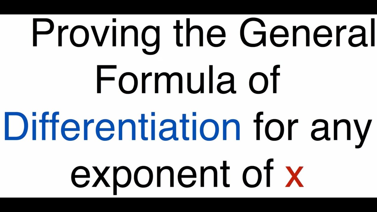 Deriving the General Formula of Differentiation - YouTube