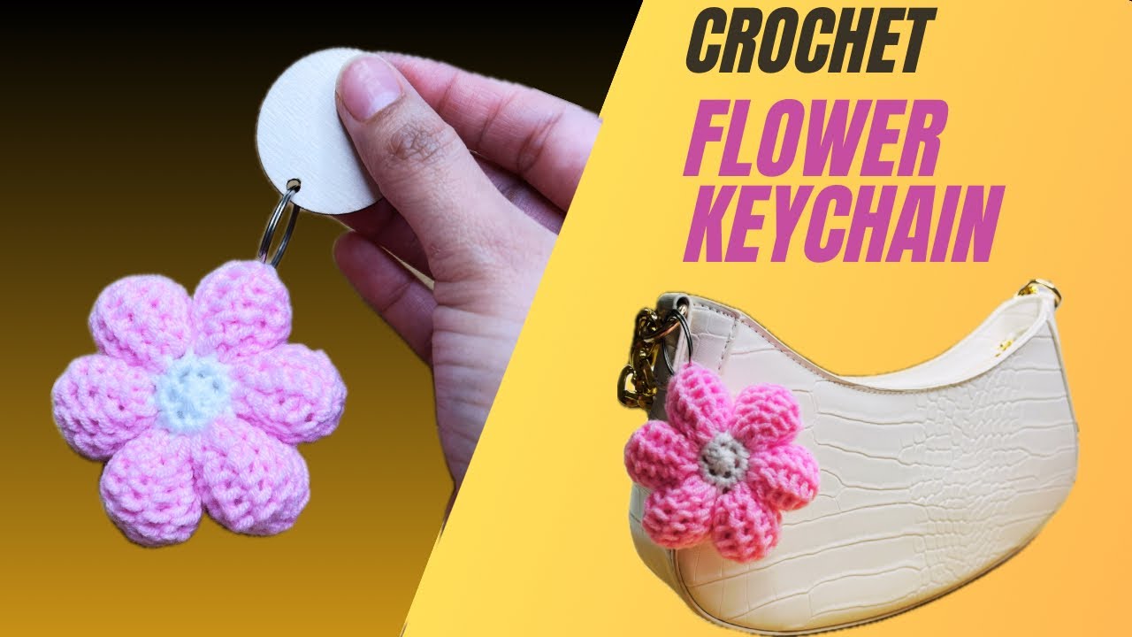Crochet flower keychain | crochet flower | easy & quick crochet ...