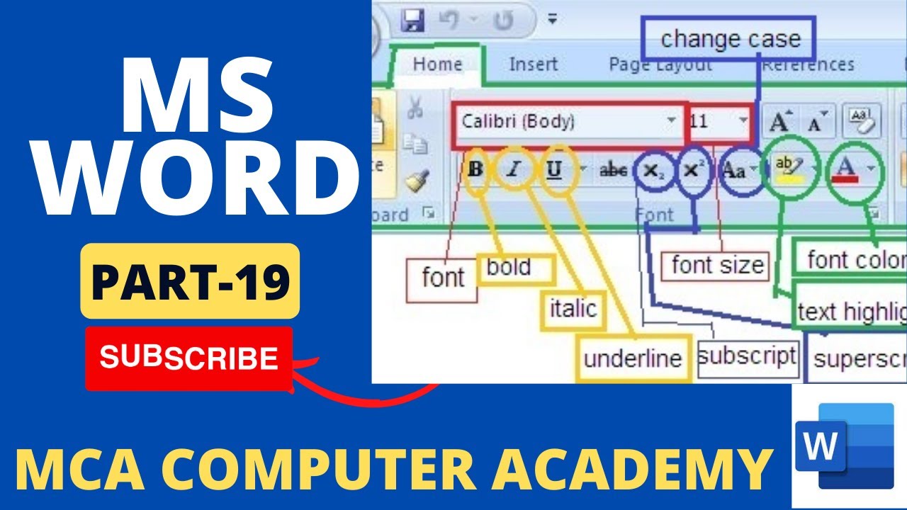 Microsoft Word Tutorial Part-19 | Mca Computer Academy | - YouTube