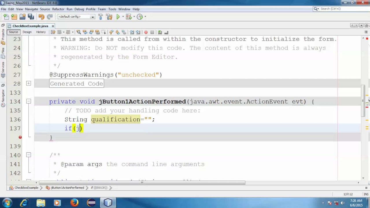 Create Check Box Example Using Netbeans Ide Youtube