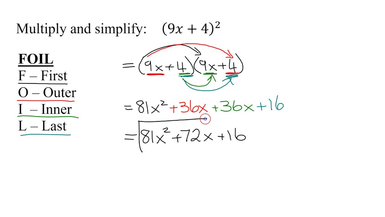 Squaring A Binomial Using FOIL EX 2 - YouTube