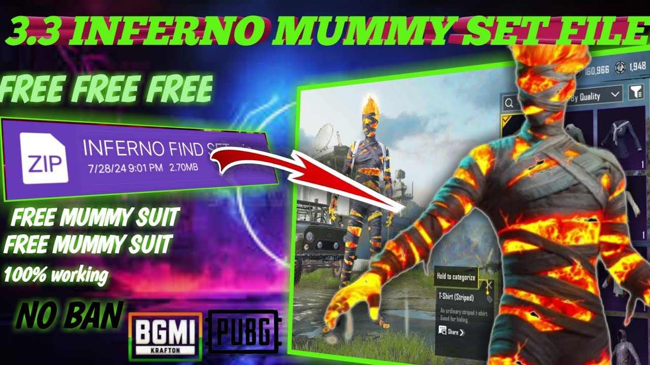 FIRE MUMMY SUIT CONFIG FILE FOR BGMI AND PUBG||MUMMY SUIT FREE CONFIG ...