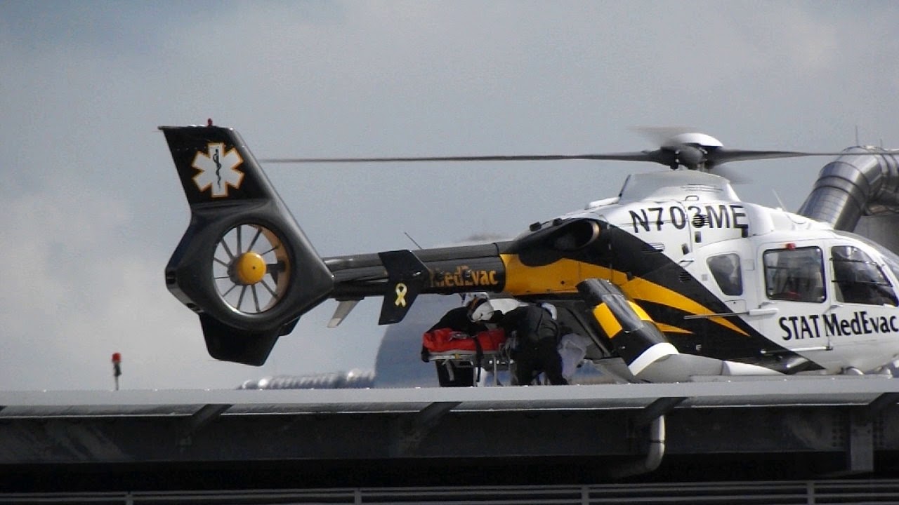 STAT MedEvac 1 with spare (N703ME) Landing at UPMC Presby - YouTube