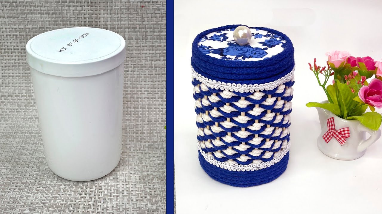 Recycling a plastic jar // How to decorate a storage container ...