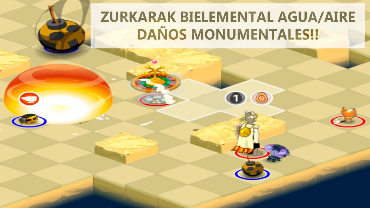 DOFUS 2.55 || ZURKARAK BIELEMENTAL AGUA AIRE CON ARCO KUTULU || DAÑOS ...