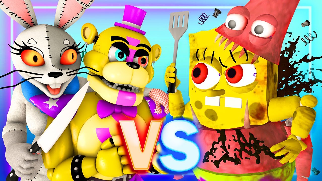 FNAF SECURITY BREACH vs SPONGE BOB ANIMATRONICS - The Movie (3D ...