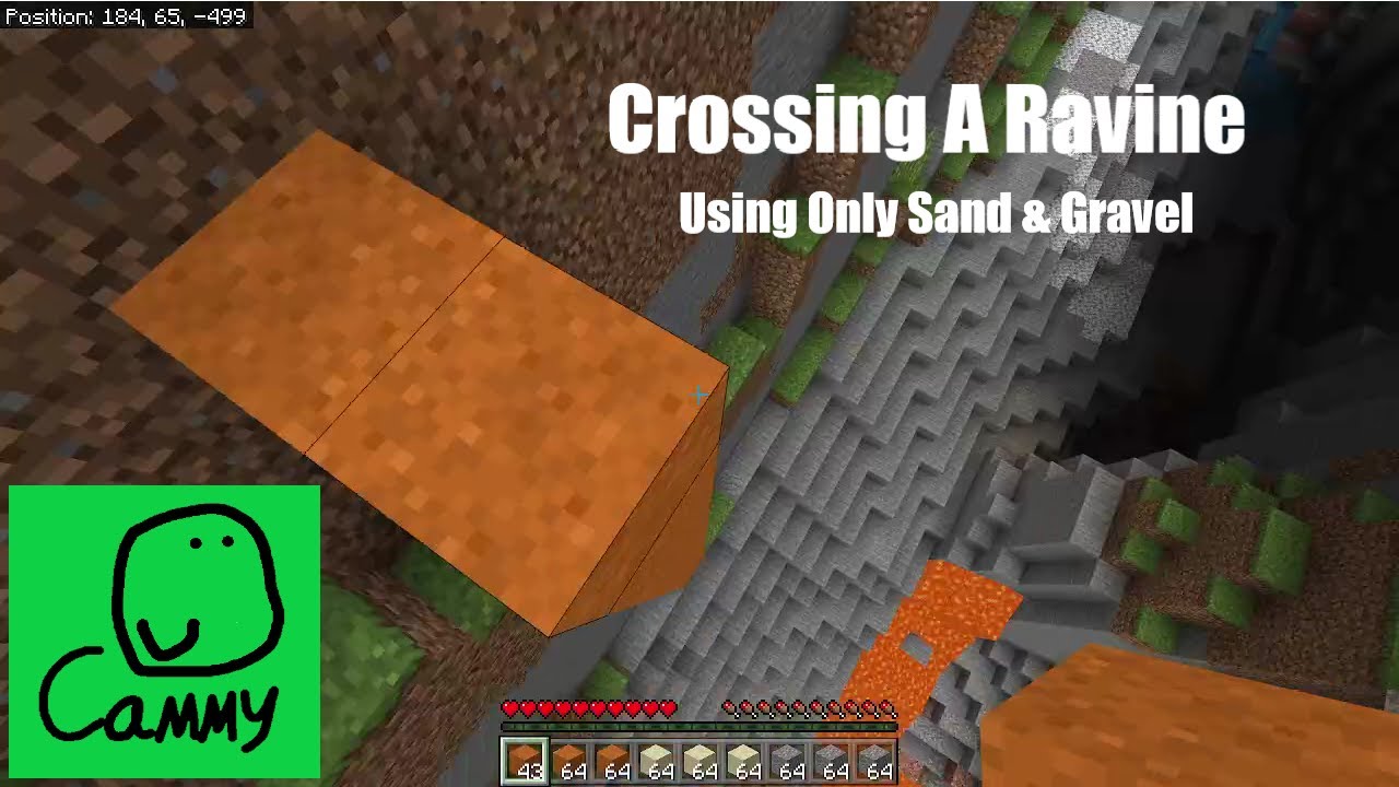 Crossing A Ravine Using Only Sand & Gravel! Cammy Plays Minecraft ...