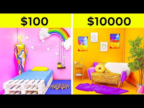 COOL ROOM MAKEOVER CHALLENGE || Cheap VS Expensive Items for Your Room by 123 GO!