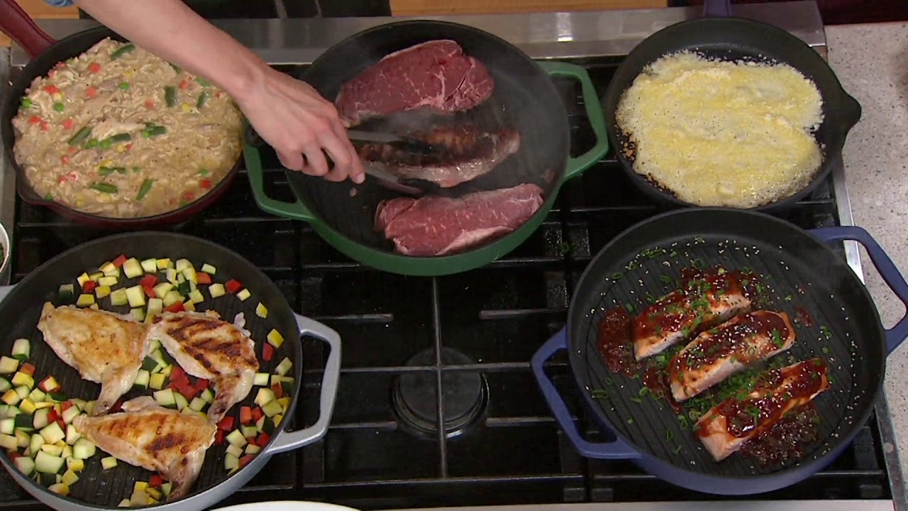 Cook's Essentials Nonstick Cast Iron 12" Grill & 10" Skillet on QVC ...
