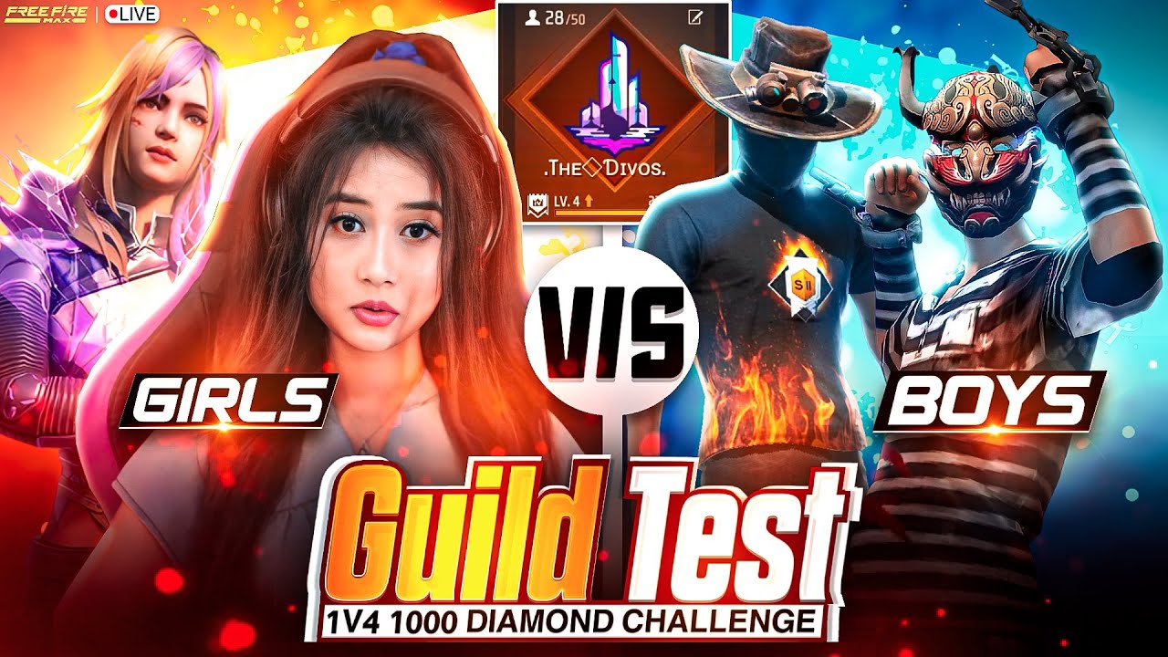 1000 Diamonds 1V4 Guild Test Challenge || Free Fire Facecam Live - YouTube