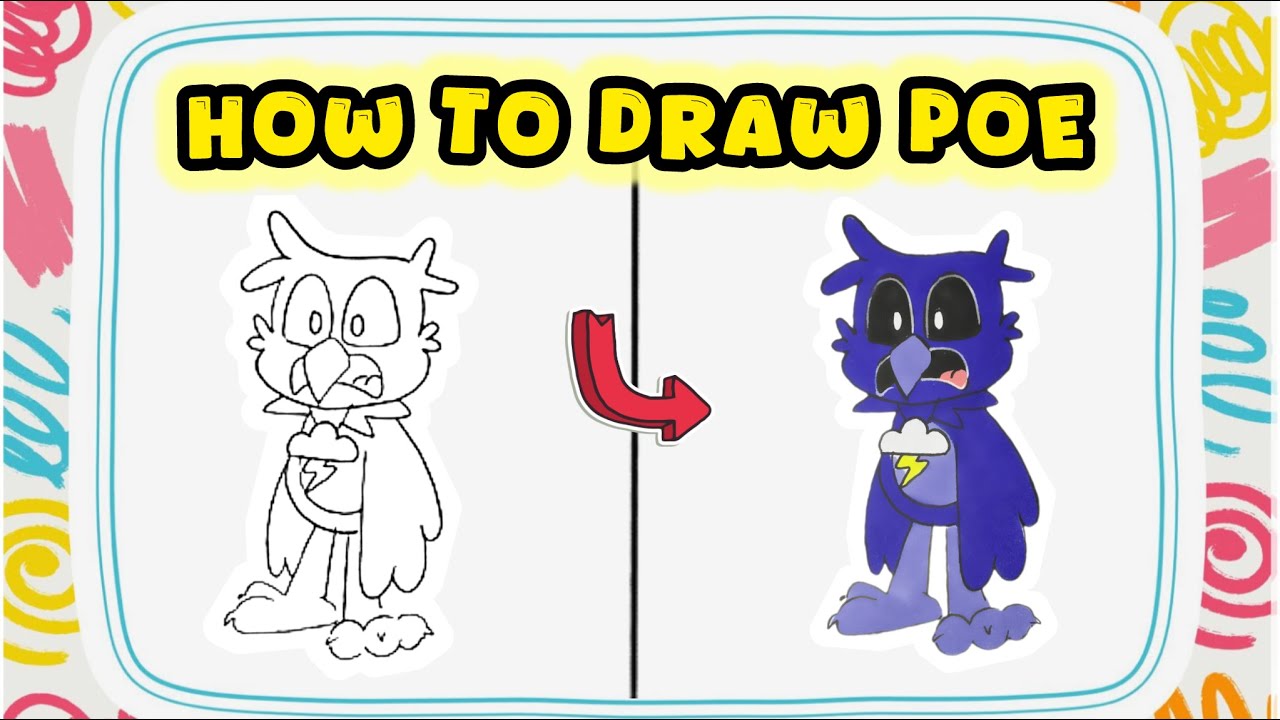 How to Draw Poe from Poppy Playtime – Nightmare Critter Tutorial - YouTube