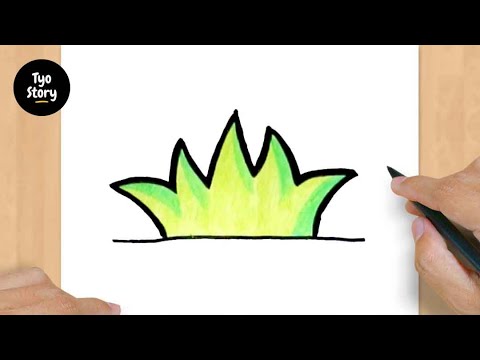 #212 How to Draw a Grass - Easy Drawing Tutorial - YouTube