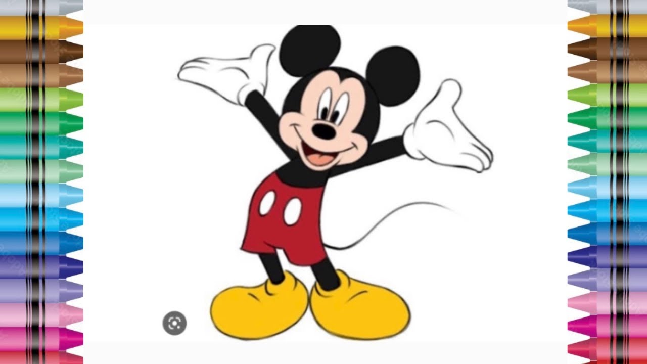 How to draw Mickey Mouse coloring page | Disney cartoon coloring page ...
