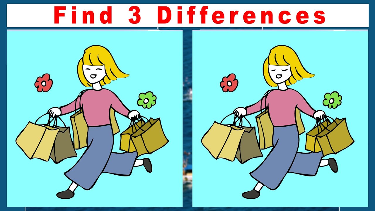 FIND THREE DIFFERENCES №29 (A GIRL AND PURCHASES) - YouTube