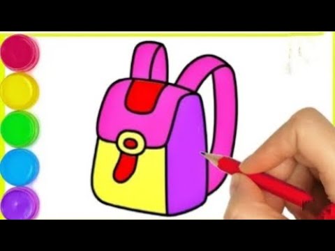 cute school bag 🎒🎒🎒🎒🎒 drawing and colouring for kids - YouTube