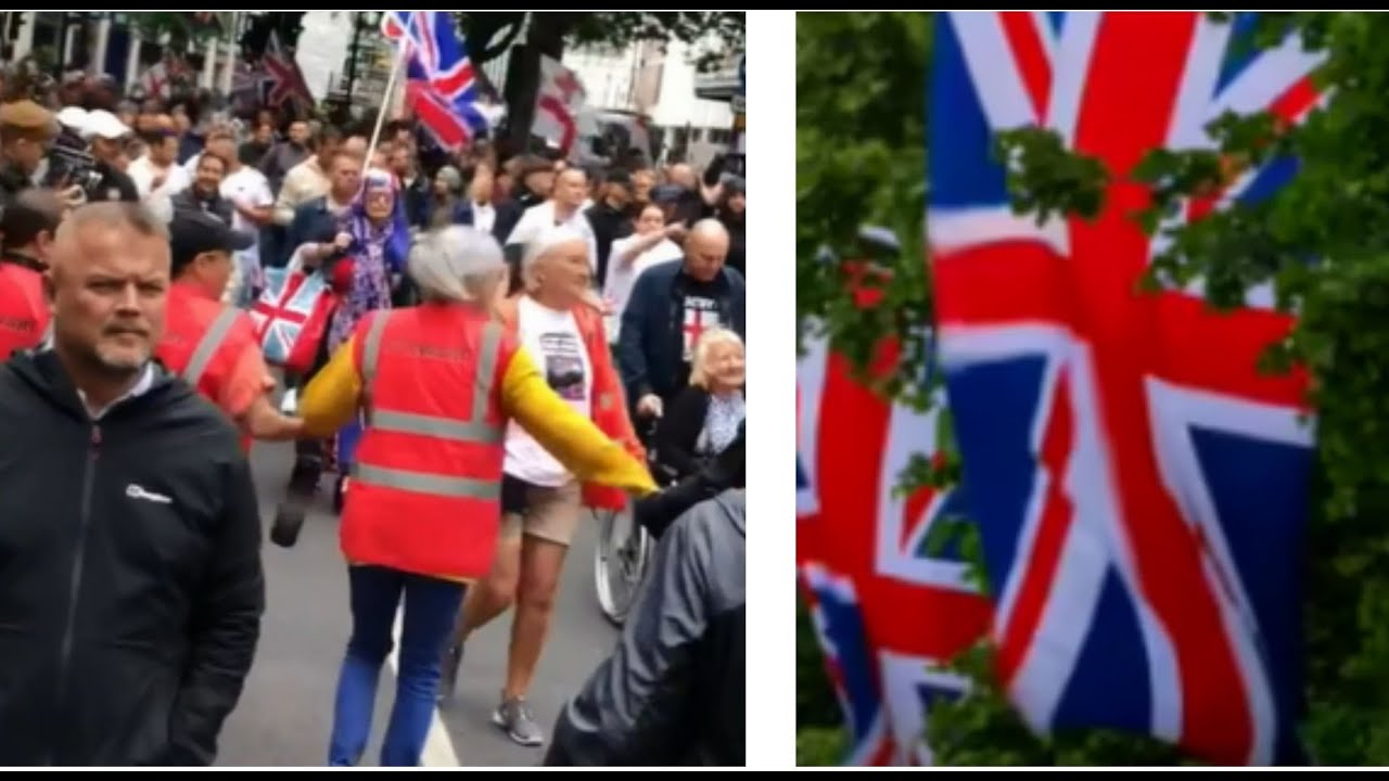 Big patriotic march in London - Sea of British flags and British ...
