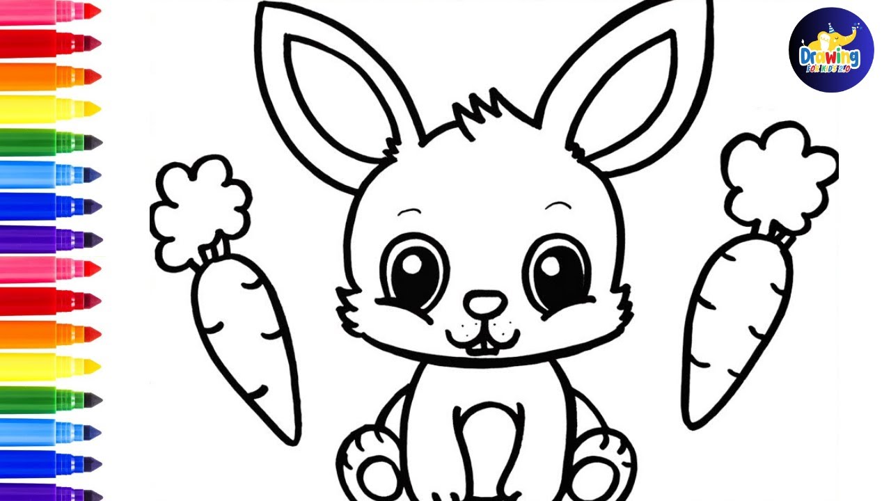 how to draw a bunny rabbit🥕🐰🥕🌈rabbit with carrot drawing ...