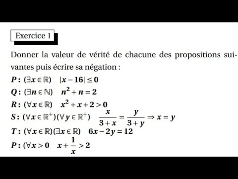 la logique exercice 1 (la valeur de vérité et la négation d'une ...